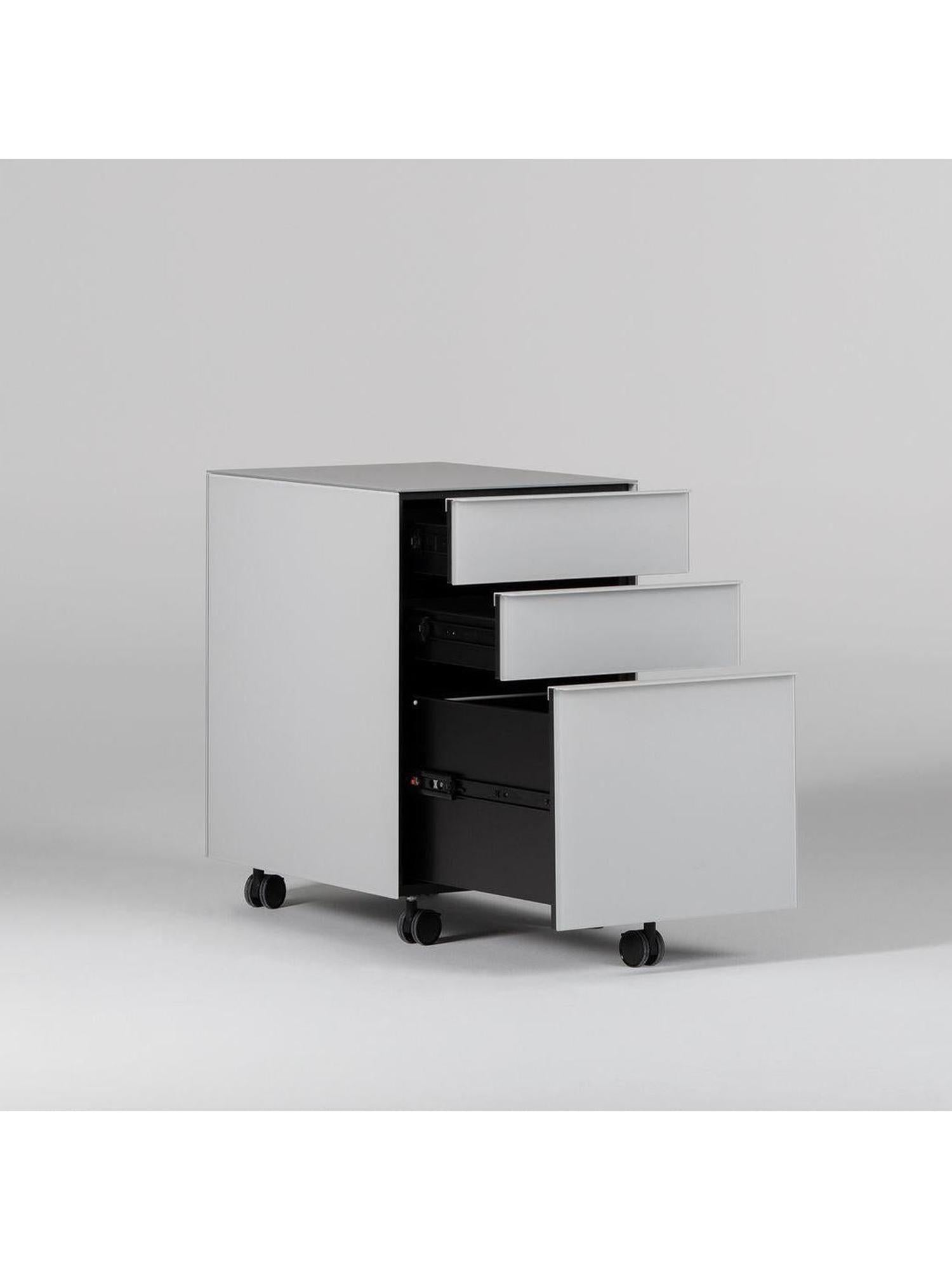 livingstore - Caisson 3 Drawer Glass Coated Office Table Base – nowshopfun